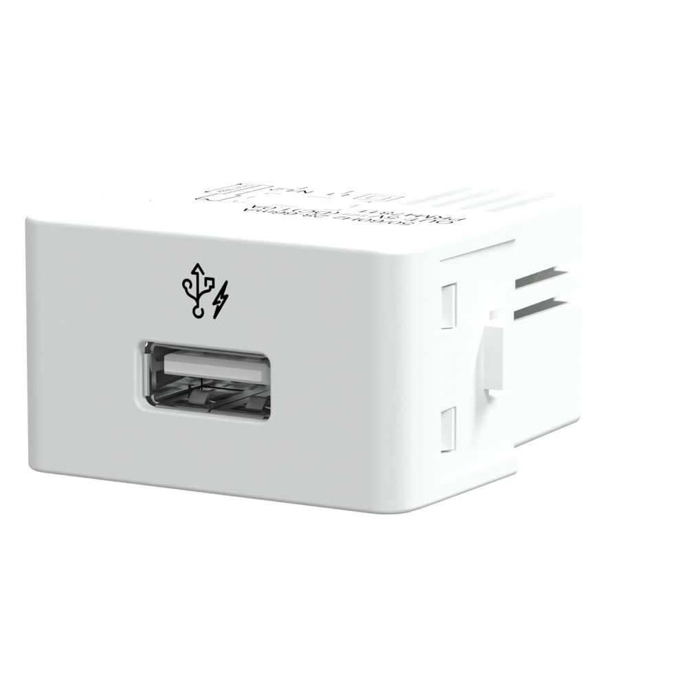 Modulo Tomada Carregador Usb 1A 127/220V Tipo A 1M Branco Fosco ...