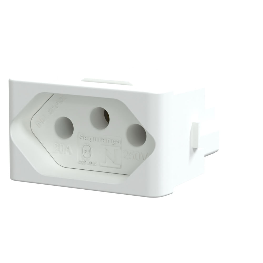 Modulo Tomada Brasileira 2P+T 20A 250V 1M Branco Fosco, Schneider ...