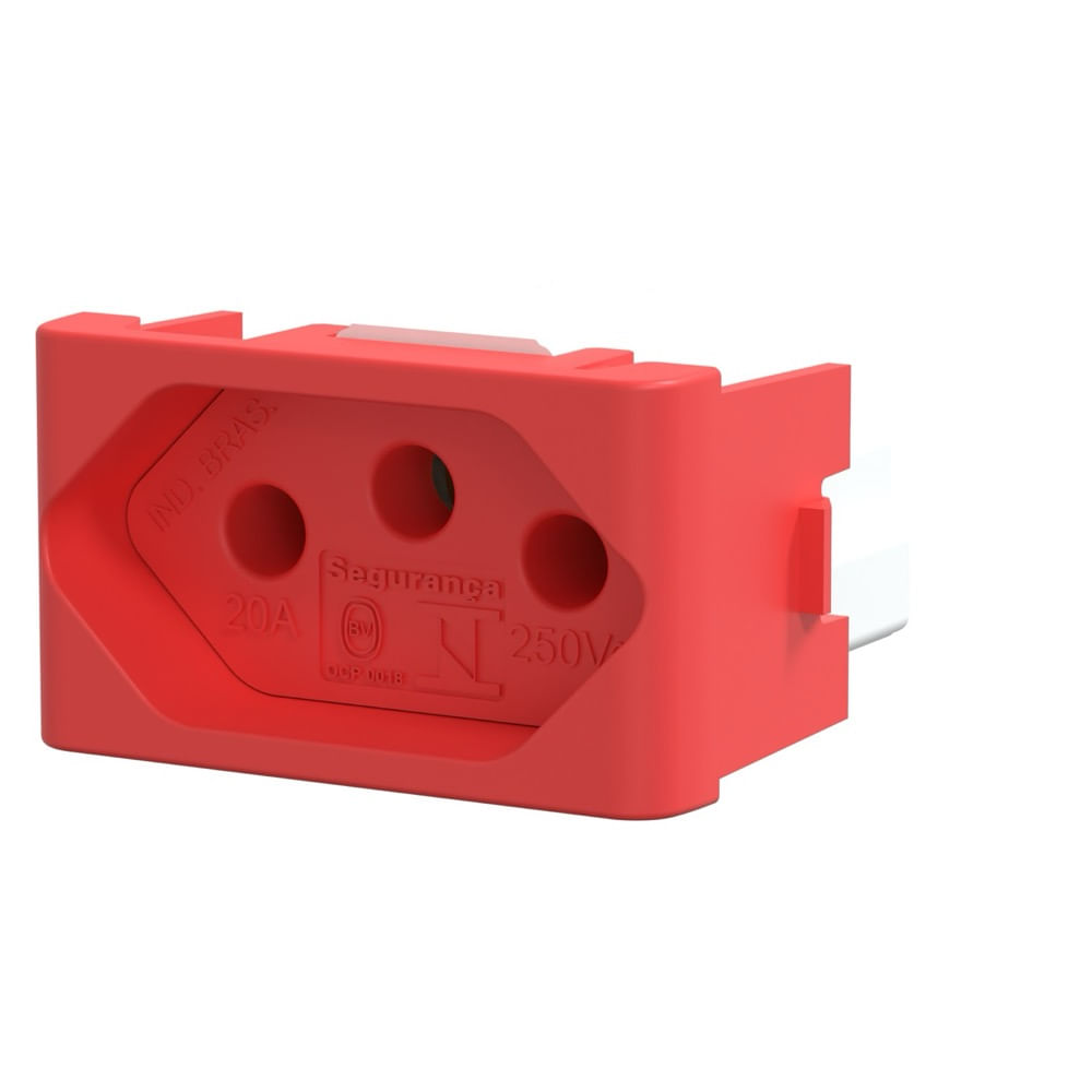 Modulo Tomada Brasileira 2P+T 20A 250V 1M Vermelha, Schneider Electric ...