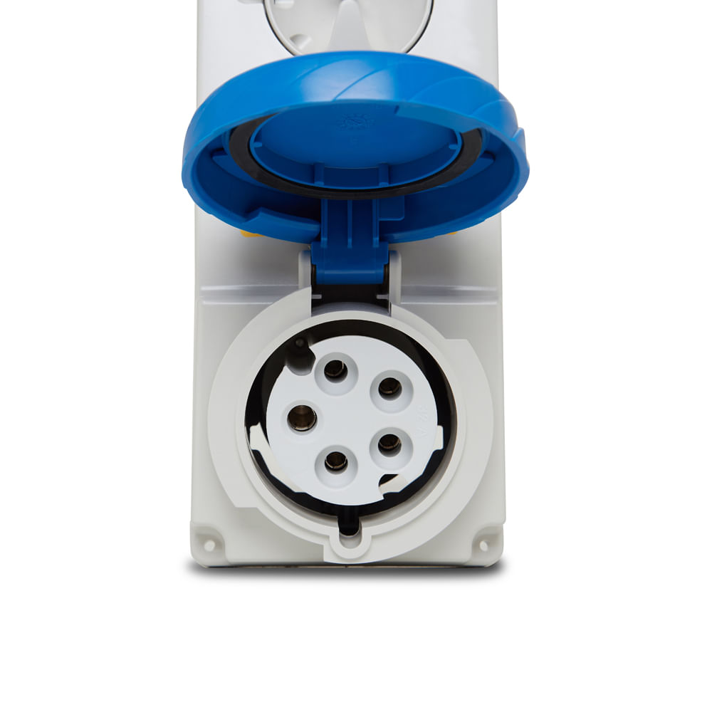 Tomada Bloqueio Embutir Quasar 3P+N+T 32A 200/250V 9H Az Ip65 Steck ...